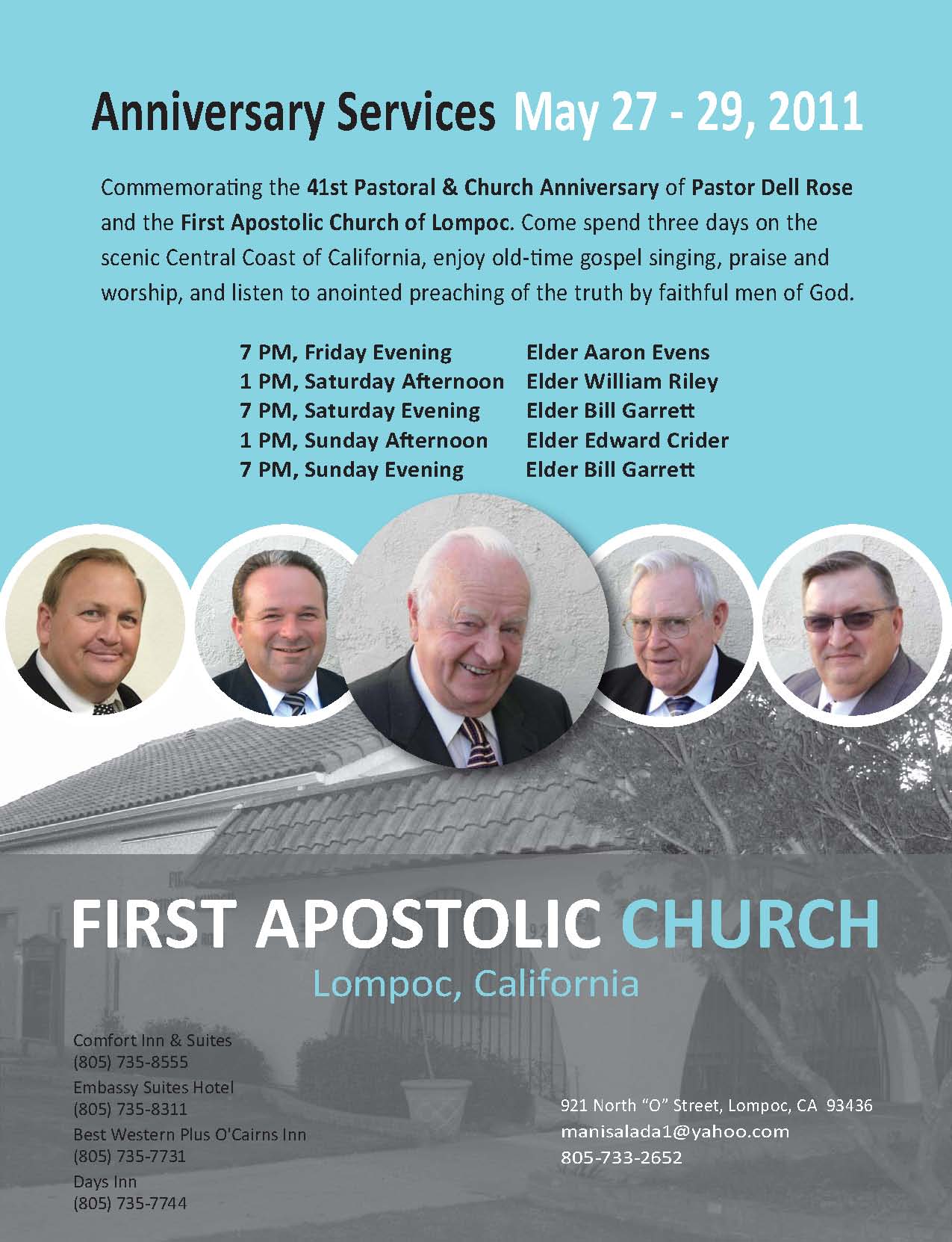 Anniversary Services Brochures | First Apostolic Church of Lompoc