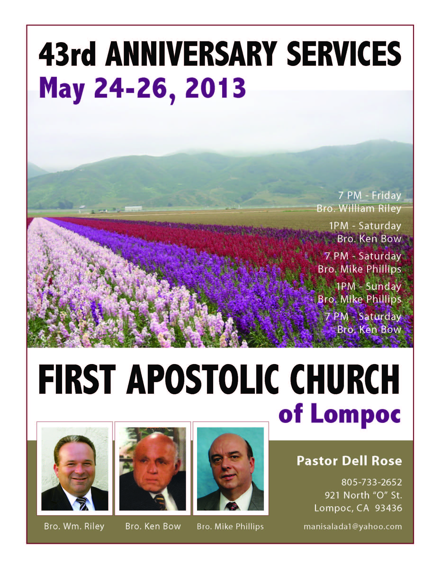 Anniversary Services Brochures | First Apostolic Church of Lompoc